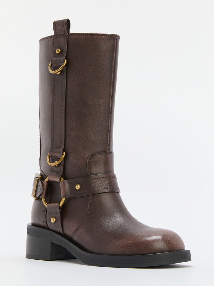 Сапоги Женский TENDANCE полусапоги, размер 39 коричневый Демисезон R (средняя) Толстый каблук ...