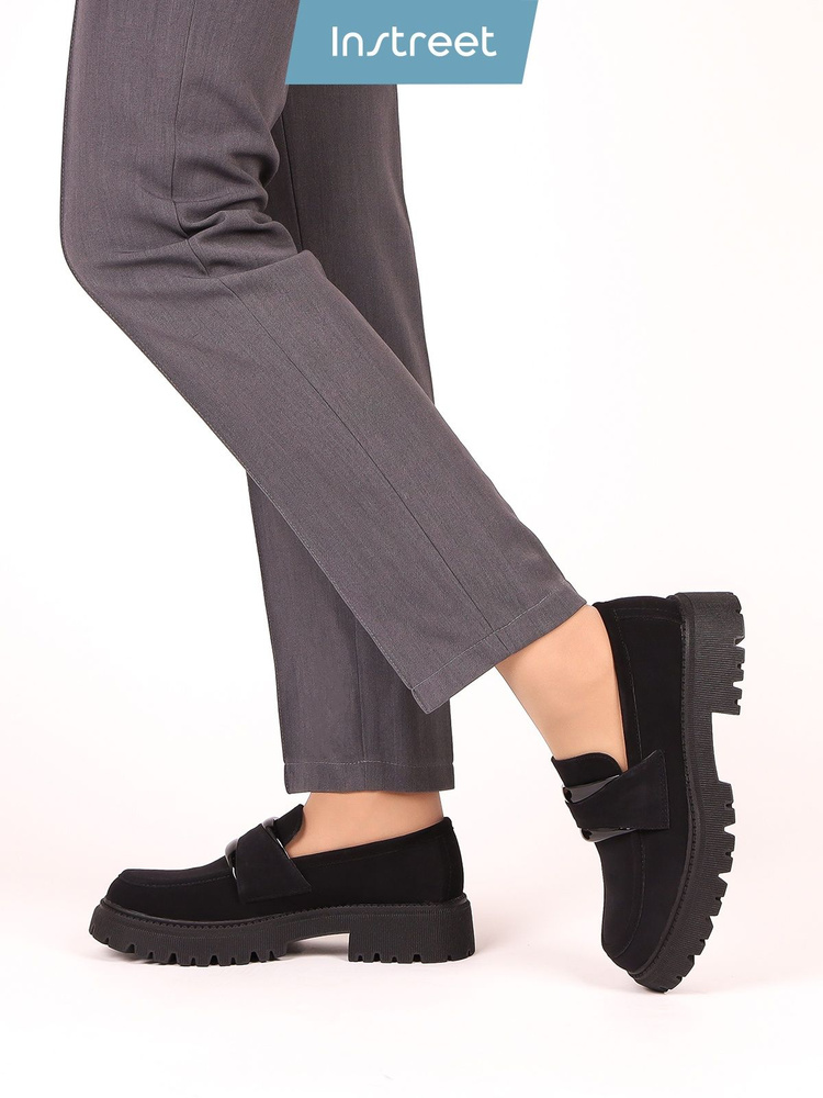 Лоферы Женский Instreet черный, размер 37 Толстый каблук Демисезон 5 Без застёжки Россия купить ...