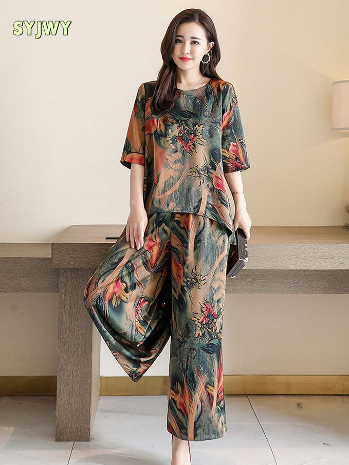 Комплект одежды Женский SYJWY Повседневный светло-зеленый, размер 46 Политекс Разноцветный Лето ...