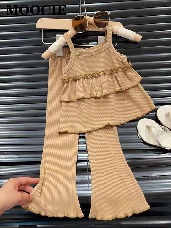 Комплект одежды Девочки MOOCIE Повседневный кофейный, размер 100 Полиэфирное волокно Китай Лето ...