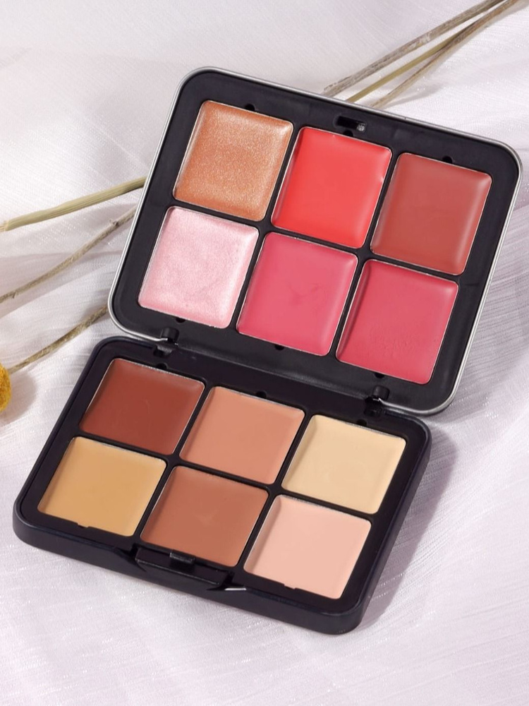 Палетка контуринг, румяна, хайлайтер 3 в 1 Ruby Rose Blush Sculpt HB-6120 Универсальная для ...