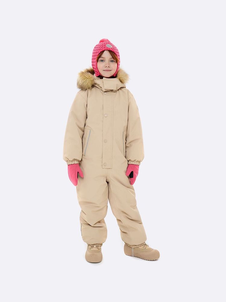 Комбинезон утепленный Девочки Lassie, размер 104, рост 104 бежевый Зима Повседневный Полиэстер с ...