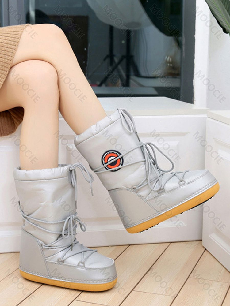 Ботинки луноходы Женский MOOCIE серебро, размер 37, 38 Зима T (узкая) Шнурки Платформа купить c ...