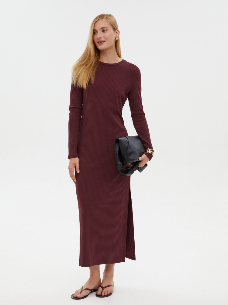 Платье Женский nice&easy бордовый Повседневный Длинный Хлопок ...