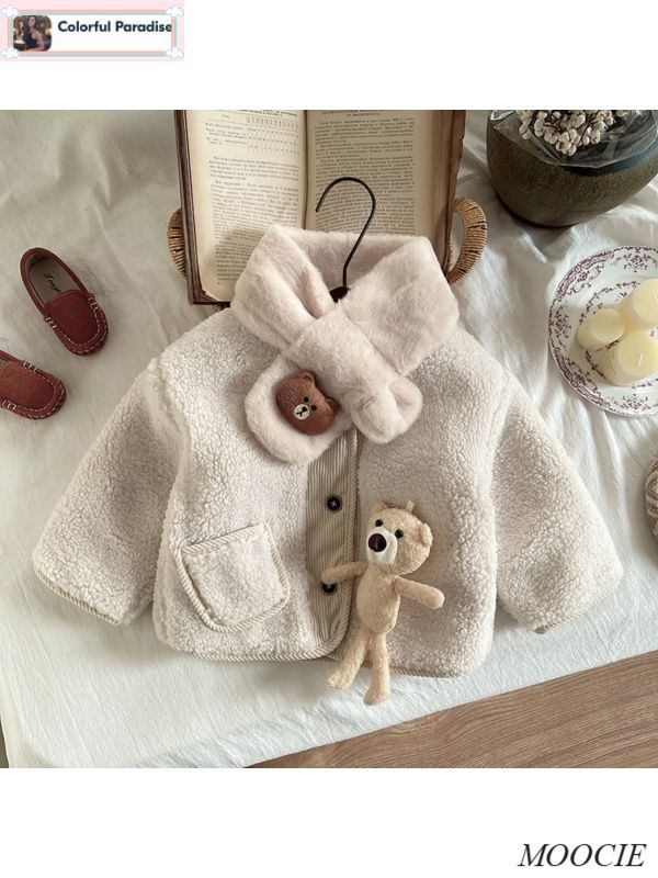 Пальто Девочки MOOCIE Карманы белый мрамор круглый, размер 80 свободный Демисезон Пуговицы ...