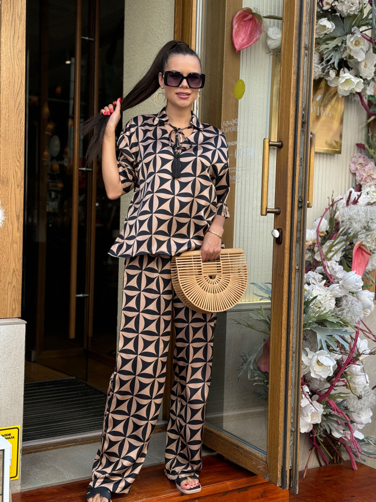 Комплект одежды Женский MARMELAD Домашний двойка кофейная роза, черный, размер универсальный ...