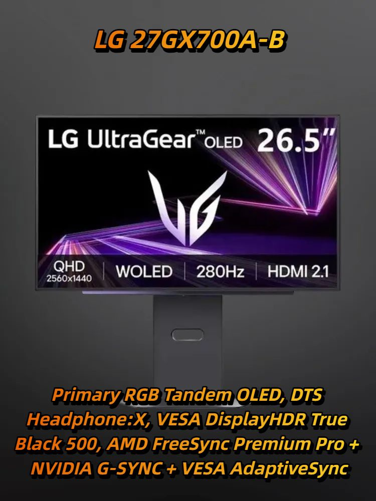 LG 26.5" Монитор 27GX700A-B, Primary RGB Tandem OLED, 280Hz + 0.03ms ...