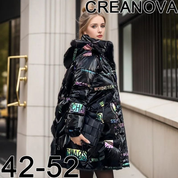 Пуховик Женский CREANOVA черный круглый Хлопок, размер 52 Лето купить c доставкой на OZON по ...
