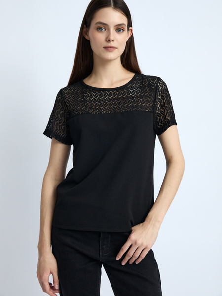 Блузка Женский Zolla черный Полиэстер, Эластан Короткий, размер 52 Китай Повседневный купить c ...