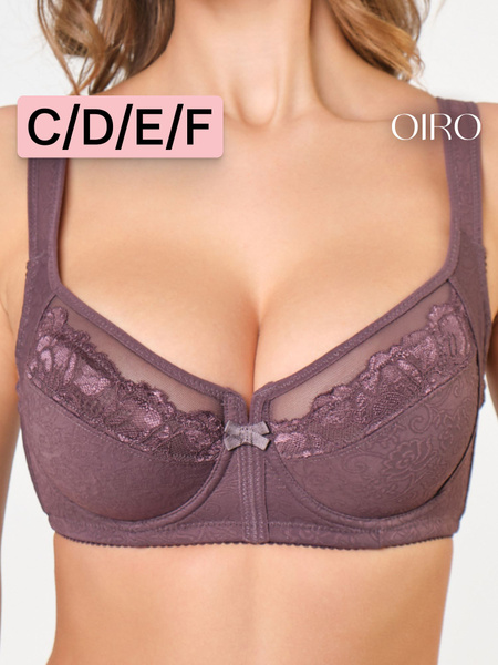 Бюстгальтер Женский OIRO мягкая чашка на каркасе, на косточках, размер 80D фиолетовый Нейлон ...