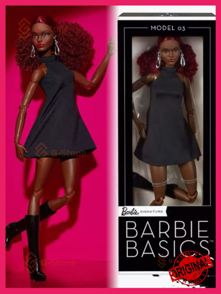 Кукла Barbie Basics, знаковая коллекция, светловолосая в черном платье и гладиаторских сапогах ...