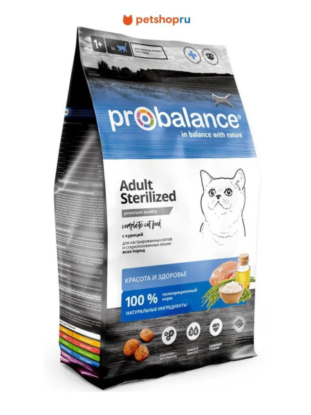 Probalance Корм для кастрированных котов и стерилизованных кошек, с курицей, 400 г купить на ...