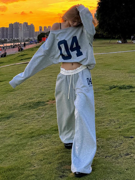 Брюки Женский SYJWY широкие серый Полиэфирный шелк Повседневный, размер 42 Эластичная прямой ...