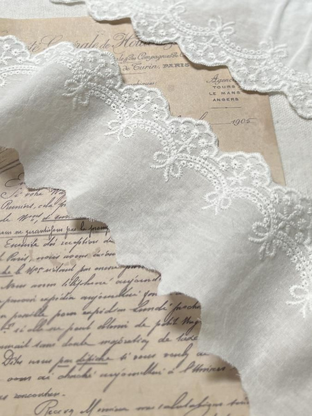 Кружево на батисте,белое,Шитье кружево хлопок, белое , ширина 5.5см ...