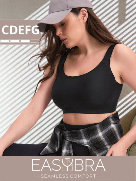Бюстгальтер Женский EASY BRA без косточек, формованная чашка без каркаса, размер 75F, 80C черный ...