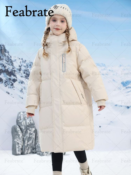 Куртка Девочки KERNA Капюшон, Карманы светло-бежевый капюшон Полиэстер, размер 152, 158 Длинный ...