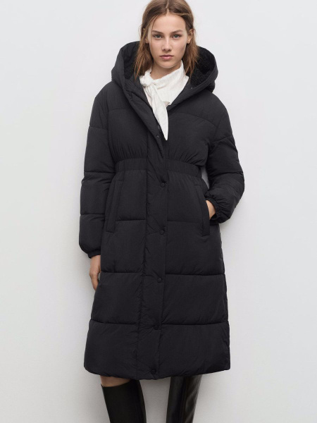 Пальто Женский MANGO черный Полиамид, размер 48, 50 Демисезон купить c ...