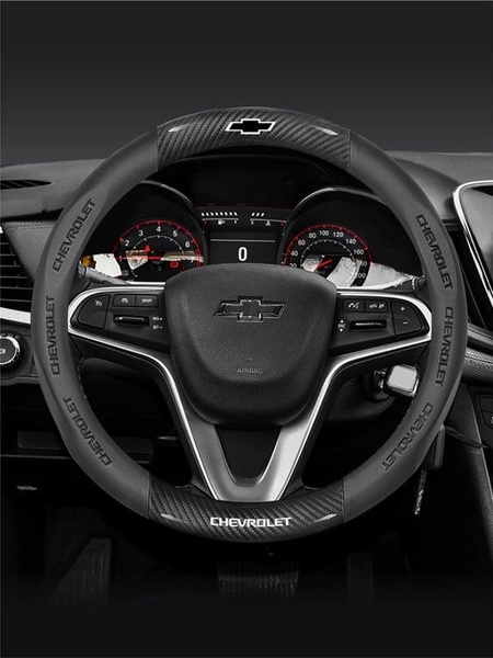 Оплетка на руль чехол из черной экокожи Chevrolet Форма круглая Размер ...