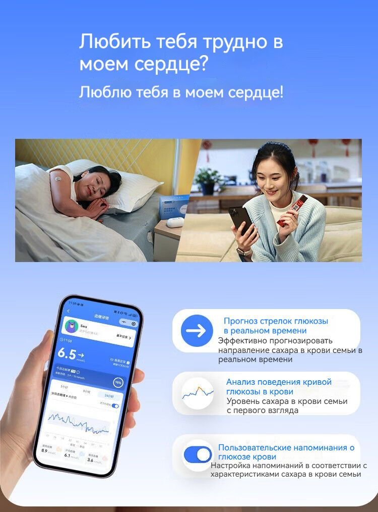 Система динамического непрерывного мониторинга уровня глюкозы Ottai M8 купить на OZON по низкой ...