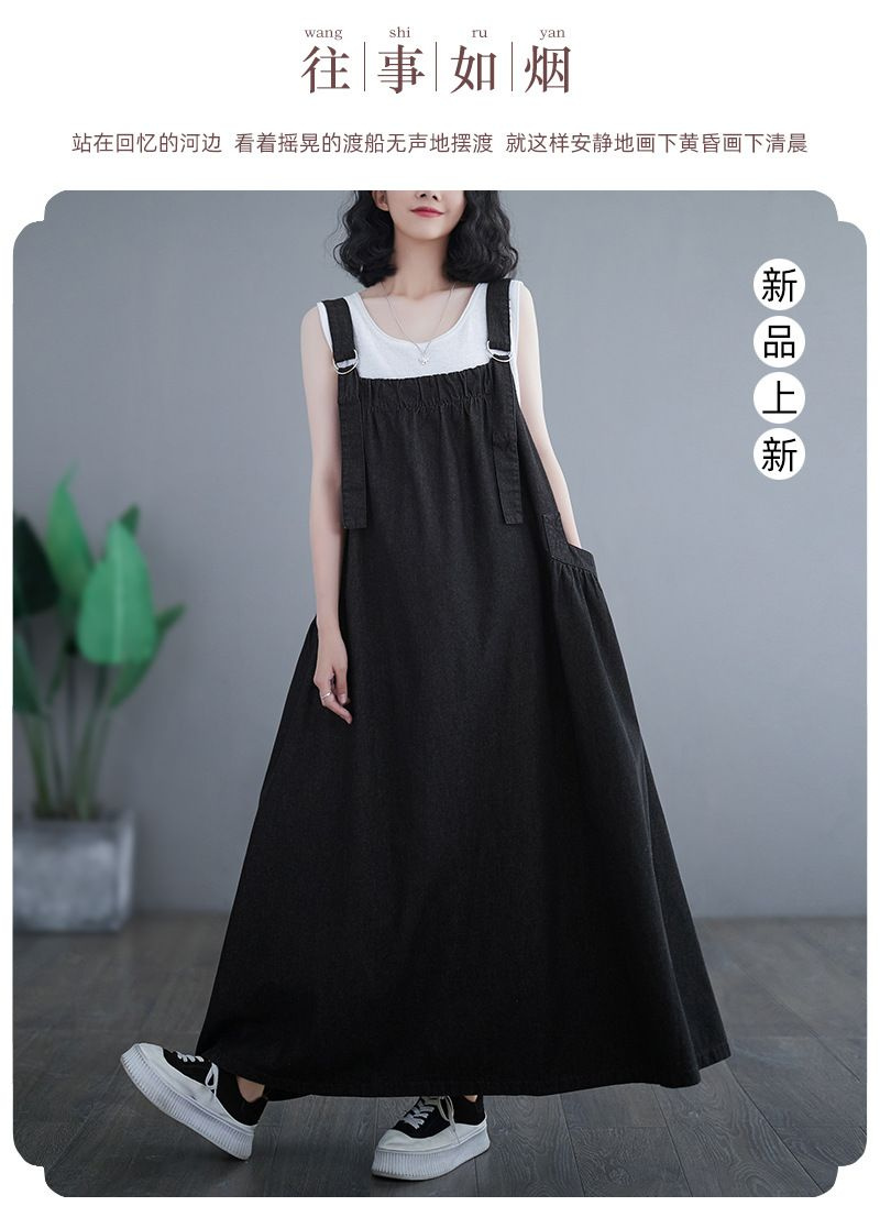 Сарафан Женский KERNA синий джинсовое Офисный/школьный Без рукавов Хлопок Погоны, размер 46, 48 ...