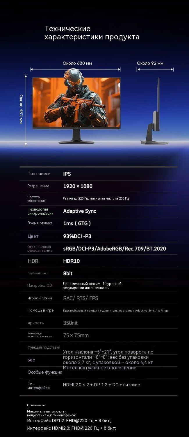 Skyworth 27" Монитор 27-дюймовый 220 Гц 1 мс FastIPS HDR10 аппаратное обеспечение с низким ...