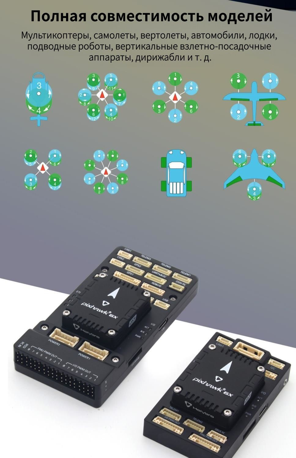 Совместим с пультами дистанционного управления Holybro Pixhawk 6C и ...