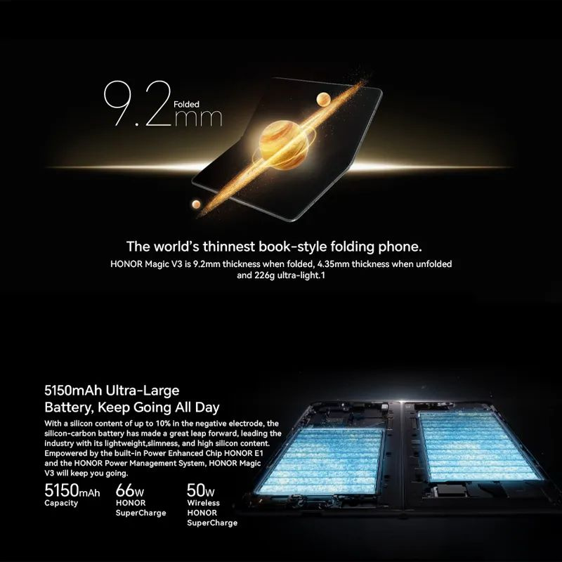 Смартфон Honor _Magic_V3_ 512 ГБ 12 ГБ Черный 7 OLED/AMOLED нет купить ...