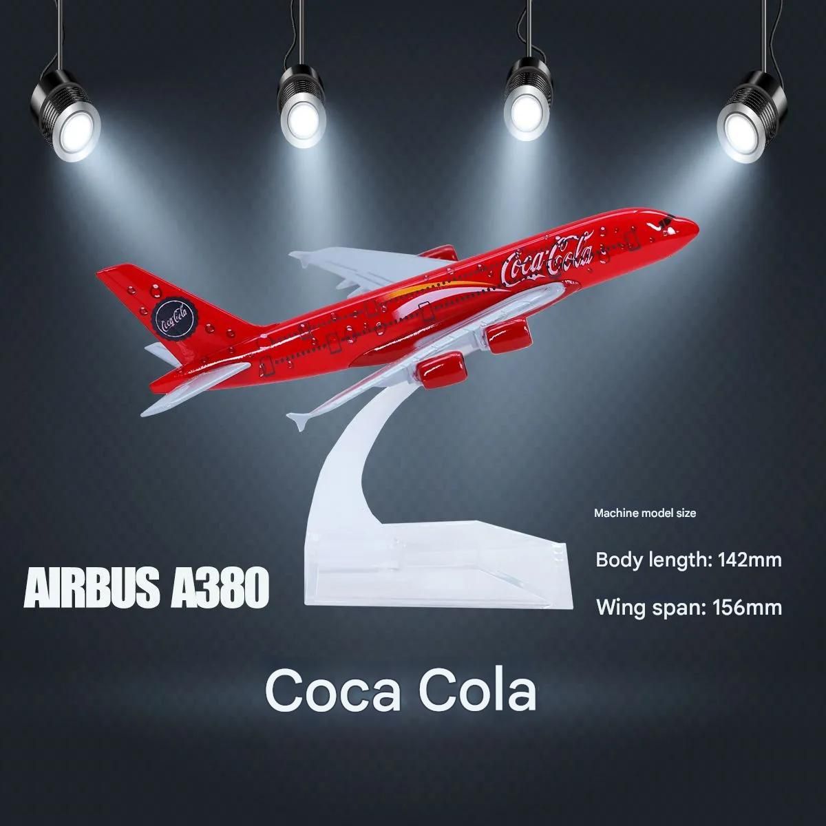14 см металлическая модель самолета AIRBUS A380 Coca-Cola миниатюрная ...