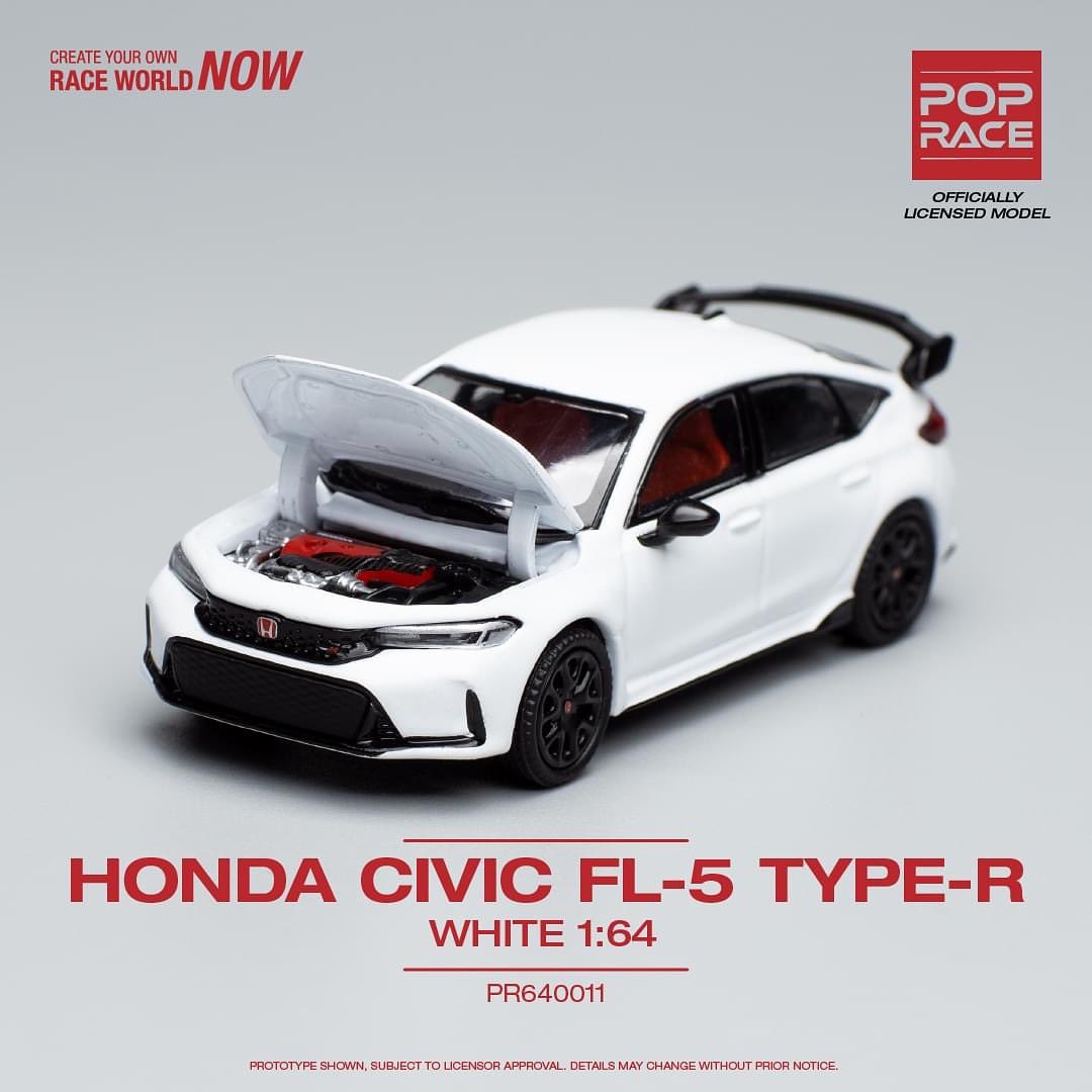 Машинка POP Race 1/64 #S2-02 Honda Civic Type-R White Alloy Car Model ...