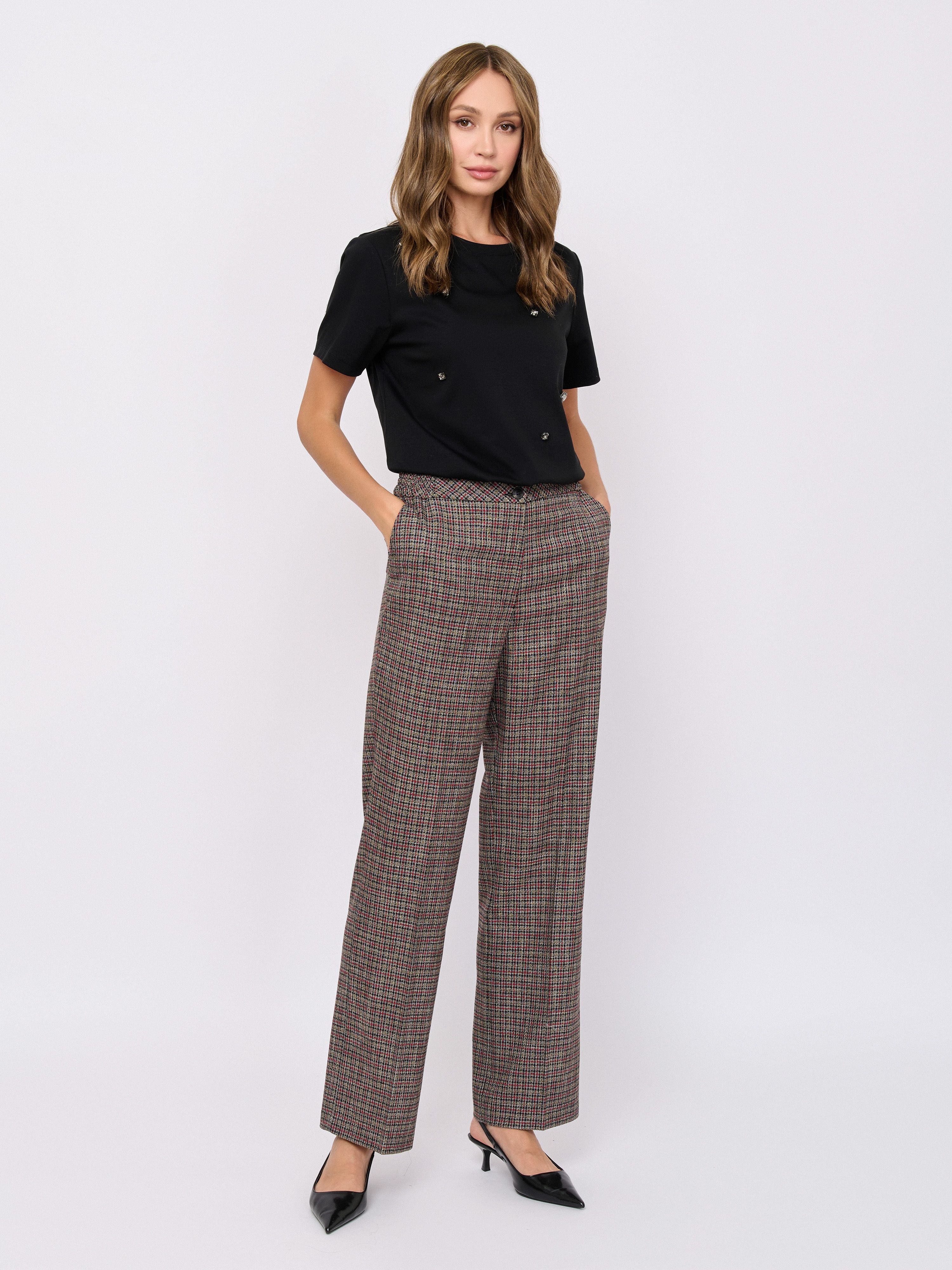 Брюки Женский Franco Vello классические коричневый, бордовый Полиэстер ...