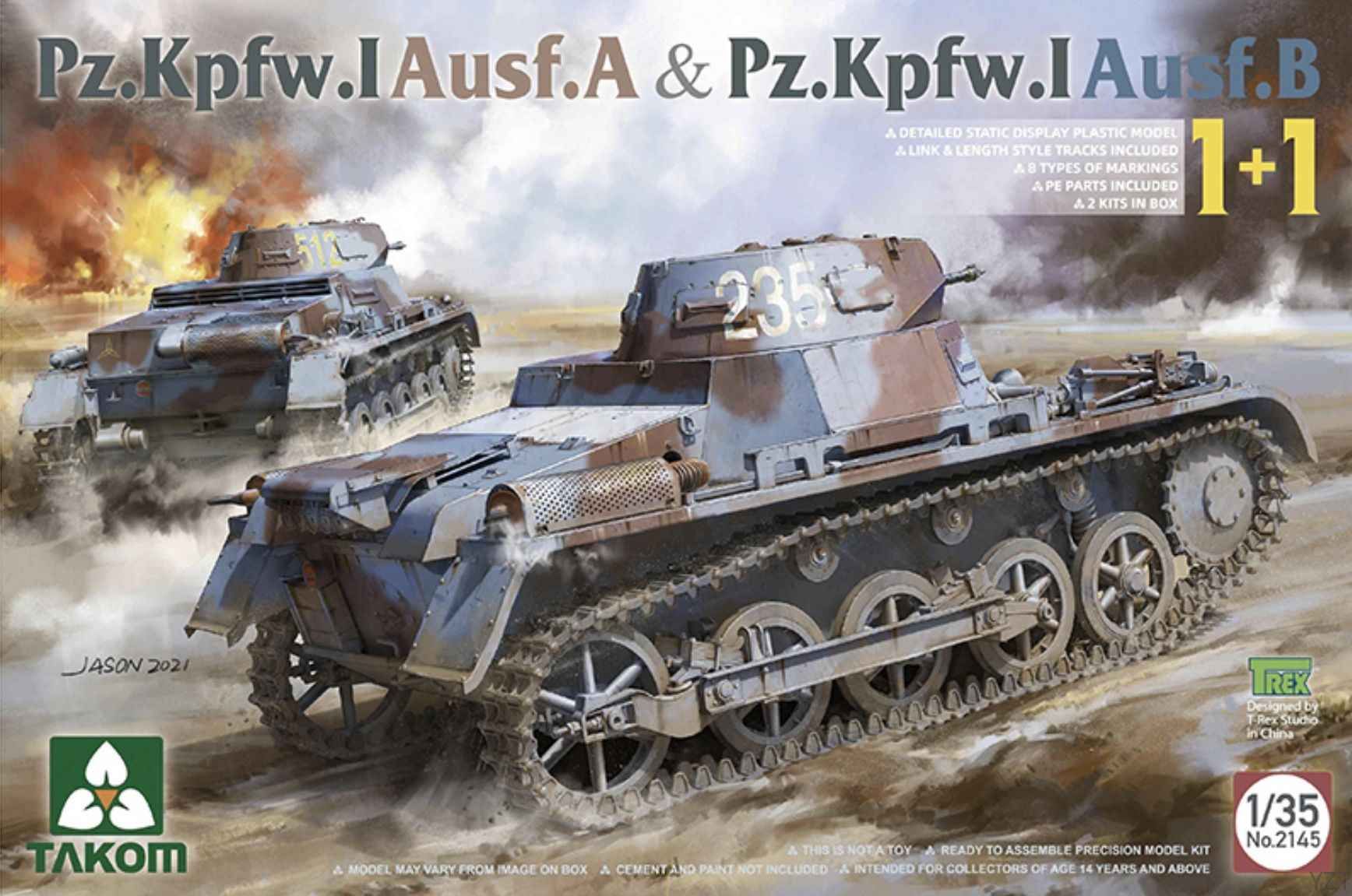 TAKOM 2145 1/35 Pz.Kpfw.I Ausf.A & Pz.Kpfw.I Ausf.B 1+1 сборная модель ...