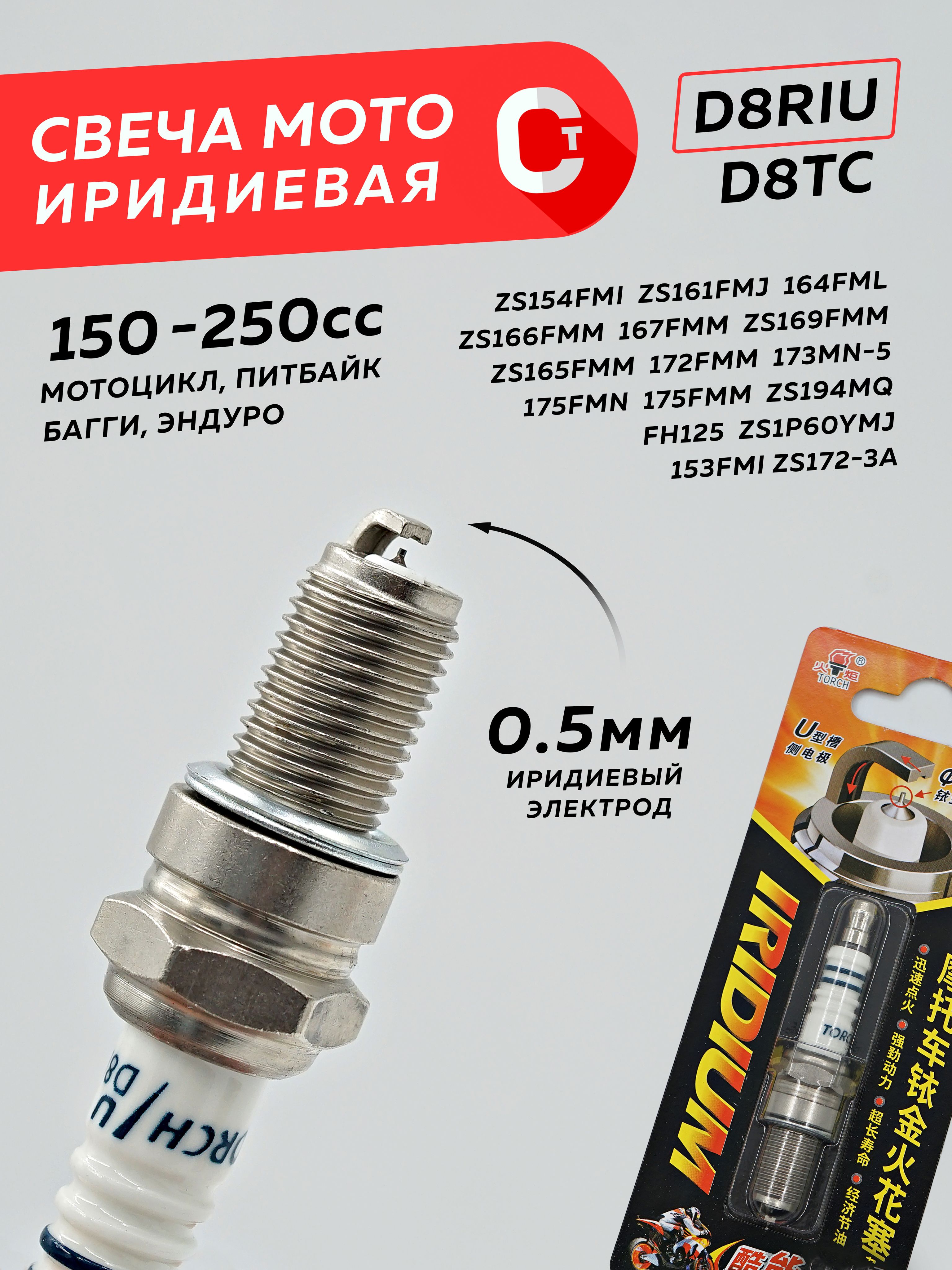 Свеча зажигания D8TC иридиевая D8RIU TORCH / Свеча зажигания для ...