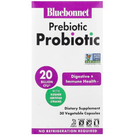 Bluebonnet Nutrition, Prebiotics, Probiotics, 30 Vegan Capsules(30 ...