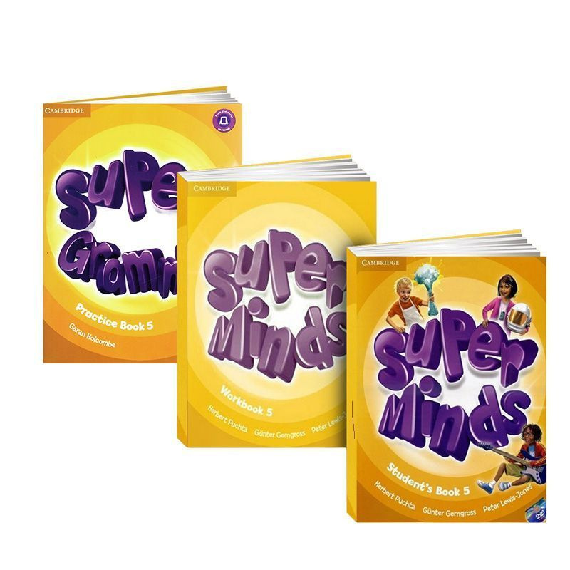 Super Minds 5 + Super Grammar Practice Book 5. ПОЛНЫЙ КОМПЛЕКТ 4в1: Учебник + Рабочая Тетрадь ...