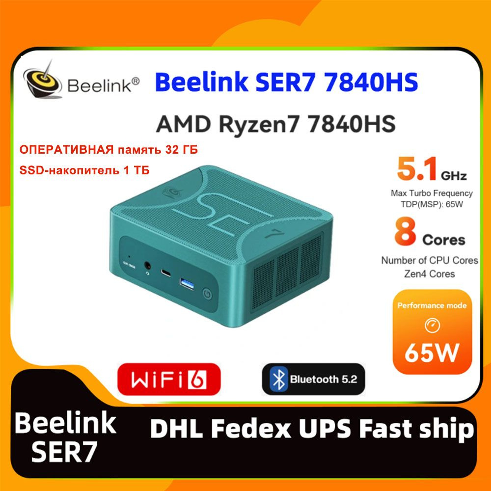 Купить компьютер supmine Beelink SER7 7840HS ОПЕРАТИВНАЯ память 32 ГБ SSD-накопитель 1 ТБ, по ...