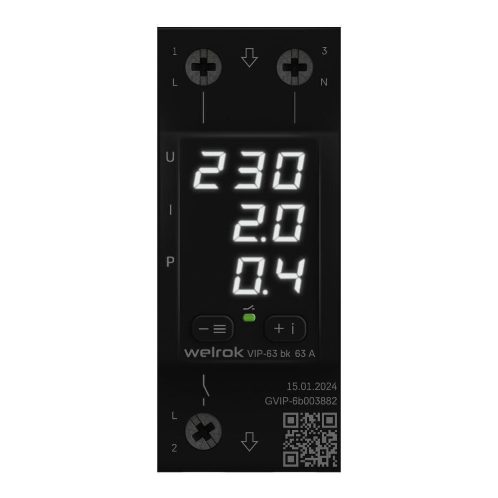 Welrok VIP-63 bk Реле напряжения 63 А (max 80 A), 13 900 ВА - купить по выгодной цене в интернет ...