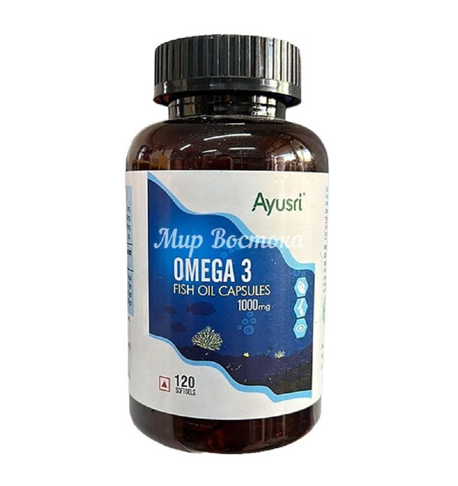 Омега 3 в капсулах Omega 3 Fish Oil Capsules Ayusri (120 капсул, Индия ...
