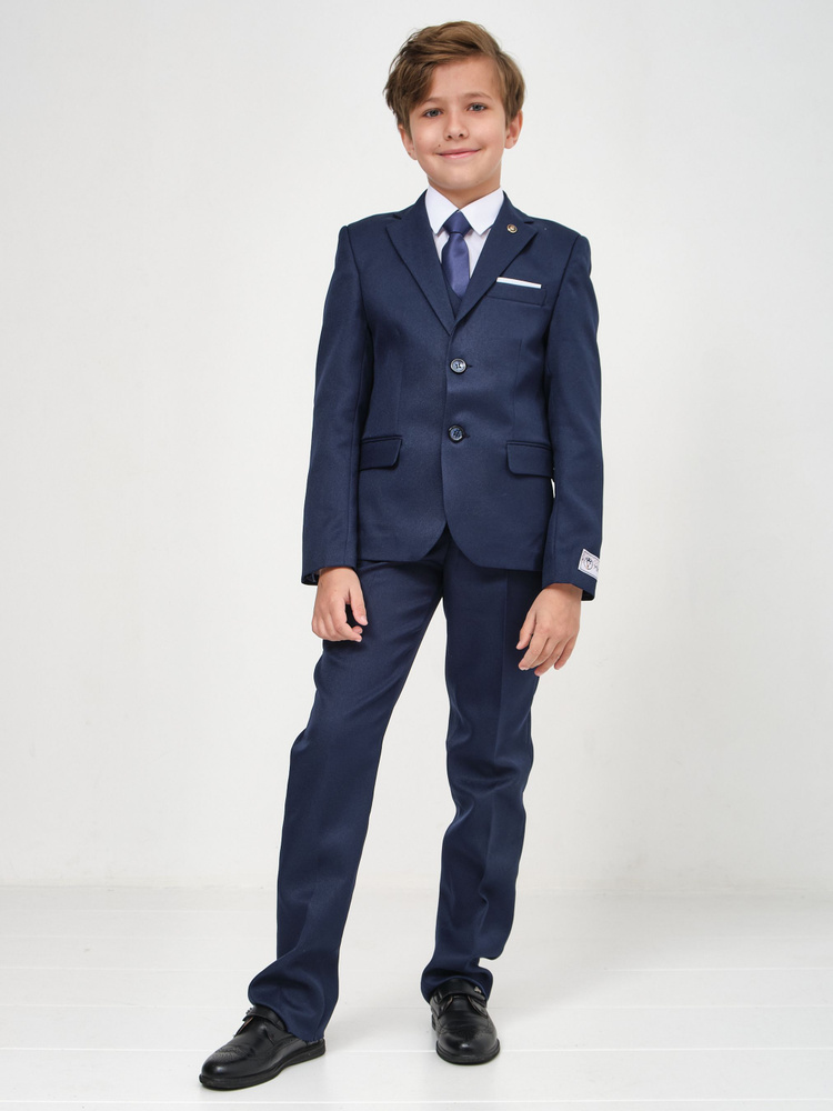 Костюм классический Мальчики MALIKA exclusive темно-синий, размер 134, 140, рост 128-134 ...