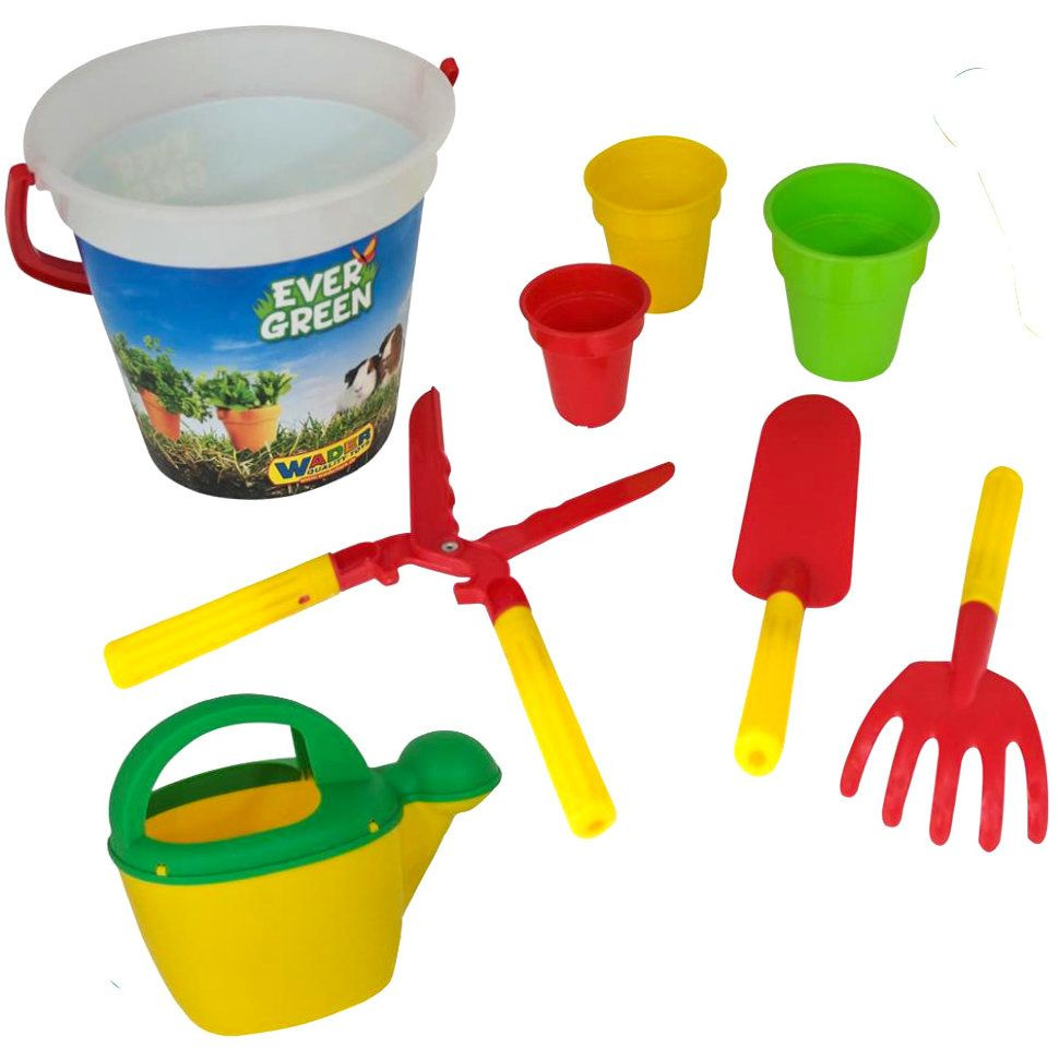 Набор для песочницы №479, 8 элементов (ведро, секатор, совок, грабельки ...