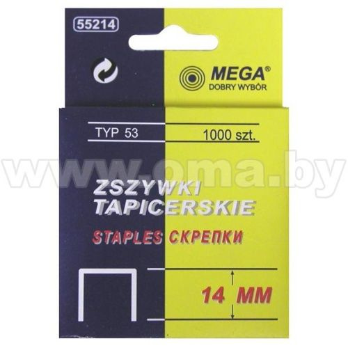 Скоба MEGA 55208 для степлера тип 53, 8 мм, 1000 штук - купить с ...