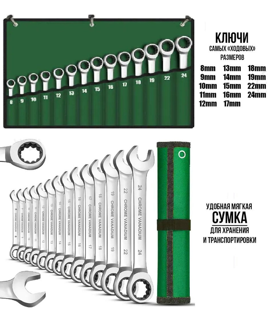 NEW EPOCH Набор трещеточных ключей 14 предметов - купить по выгодной ...