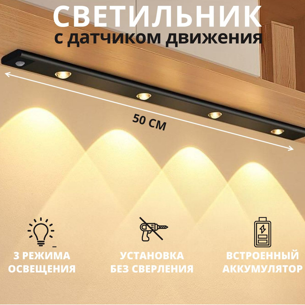 Беспроводной светодиодный светильник с датчиком движения на клипсах ...