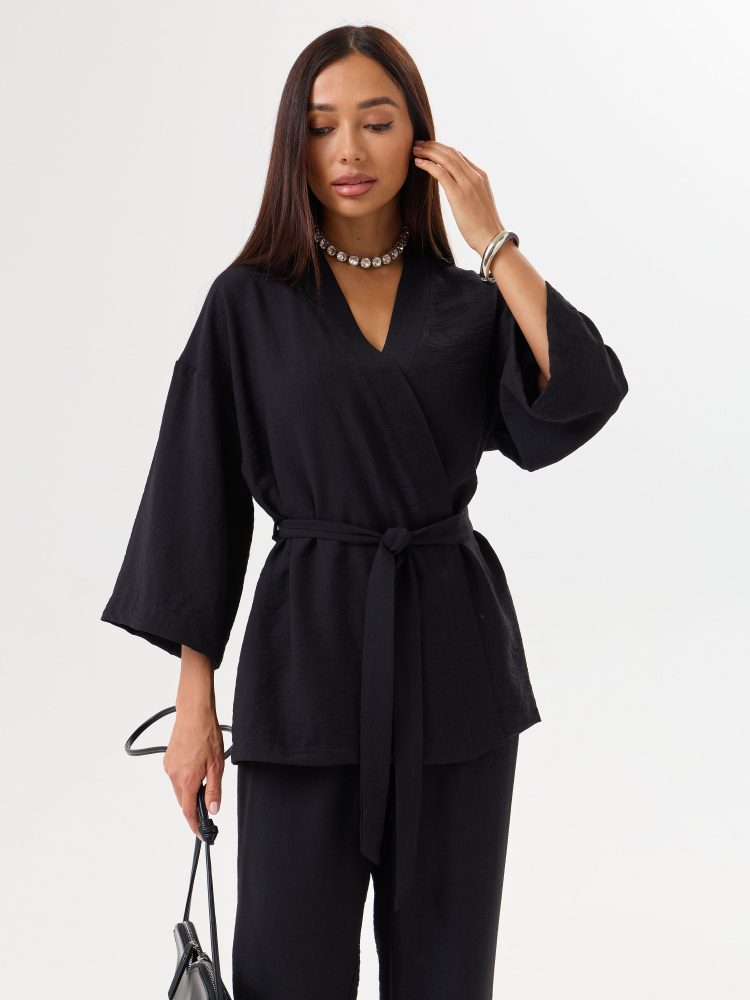 Костюм классический Женский Full Grace Повседневный двойка, брючный черный, размер 52 Вискоза ...