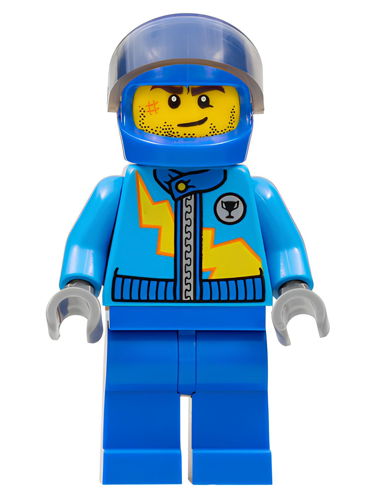 Минифигурка Lego Dark Azure Racing Jacket with Zipper and Yellow ...