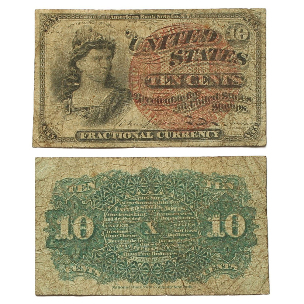 Банкнота времен гражданской войны США 10 центов 1863 фракционные деньги купить на OZON по низкой ...