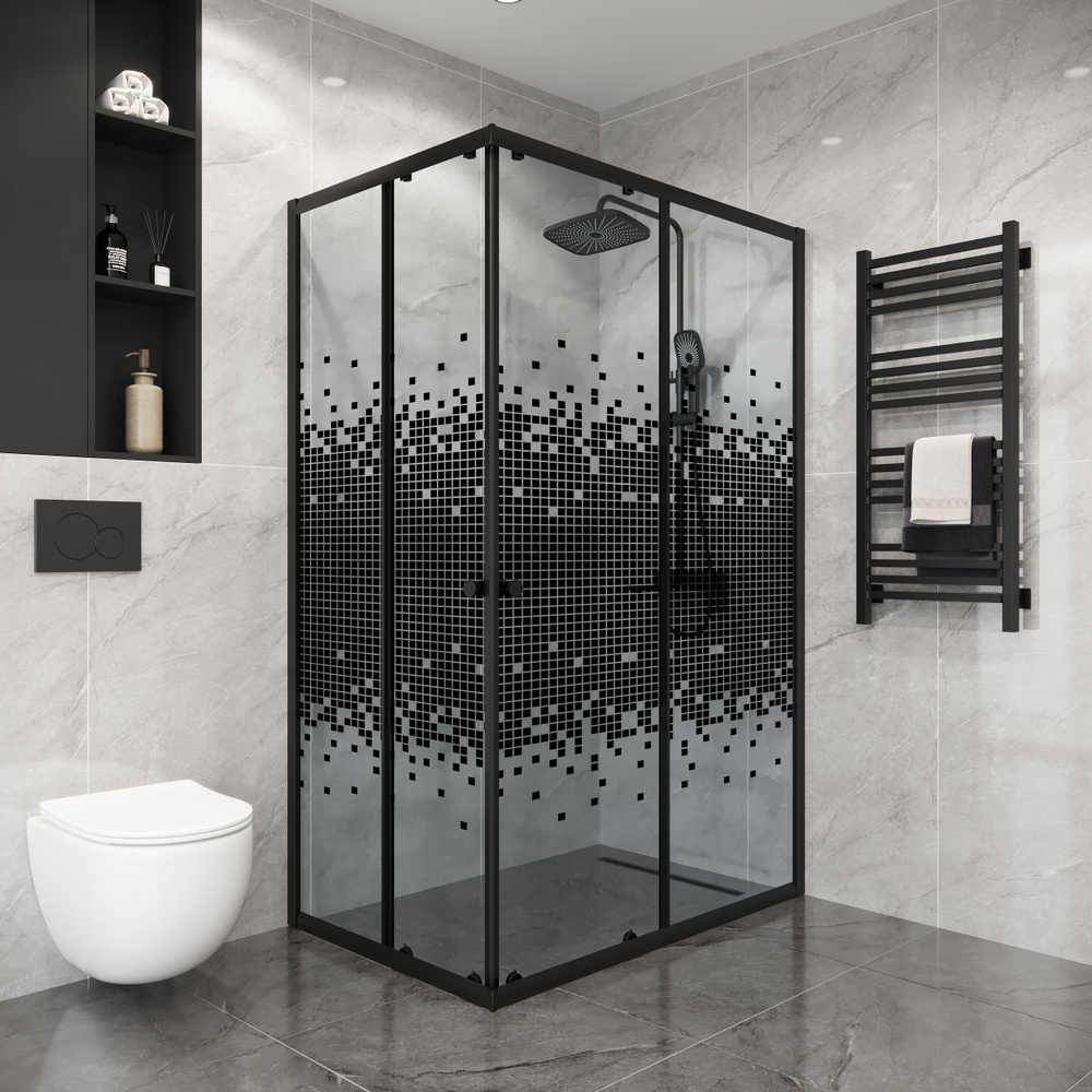 Душевое ограждение Niagara Eco NG-1012-14QBLACK с поддоном (120х80х190 ...