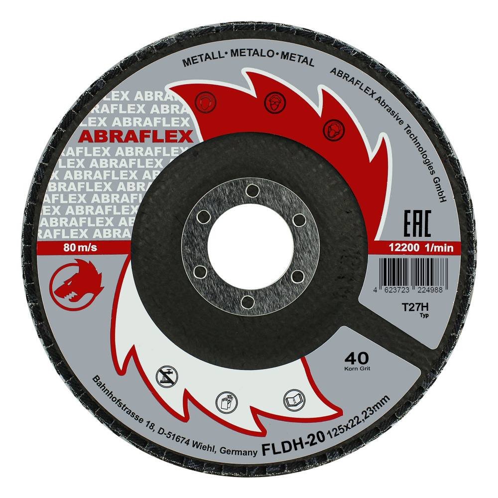 Круг лепестковый торцевой КЛТ1 125x22.23 мм, P40, по металлу и дереву ...