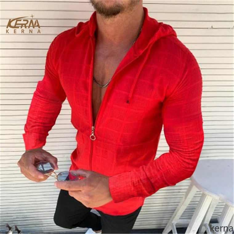 Рубашка Мужской KERNA красный Смесовая ткань, размер 46 Китай купить c доставкой на OZON по ...