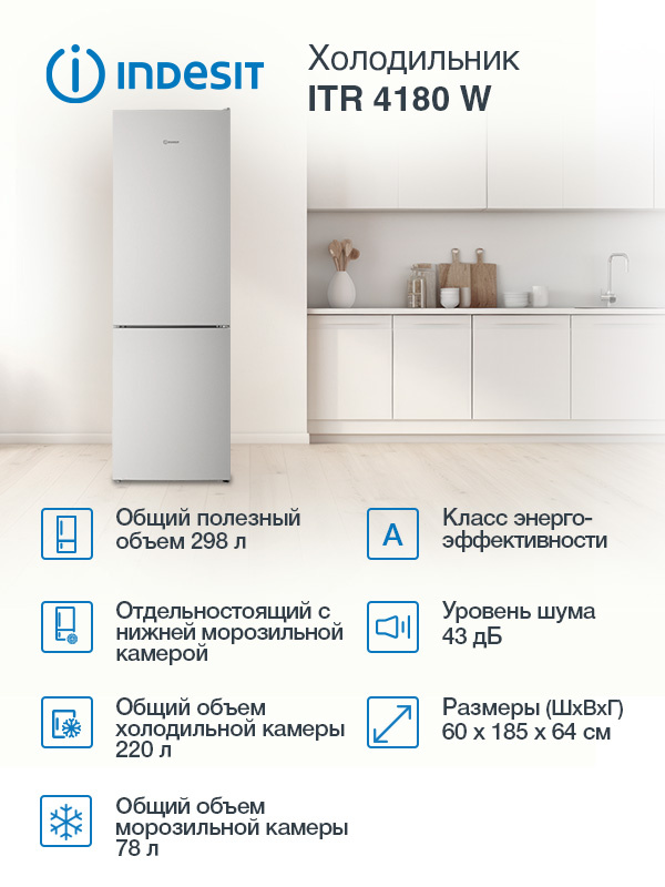 Холодильник двухкамерный Indesit ITR 4180 W белый купить на OZON по ...