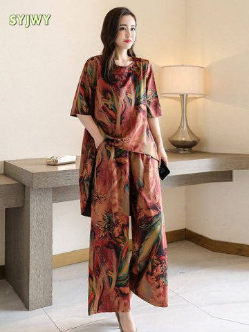 Комплект одежды Женский SYJWY Повседневный красный, размер 54 Полиэфирное волокно Разноцветный ...